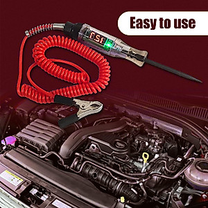 Slykew Pack-1 Automotive Test Light Digital LED Circuit Tester with 70.8 Inches Retractable Spring Wire, DC 3V/6V/12V/24V Inductive Test Pen, Suitable Checking Vehicle Car Truck Motorcycle