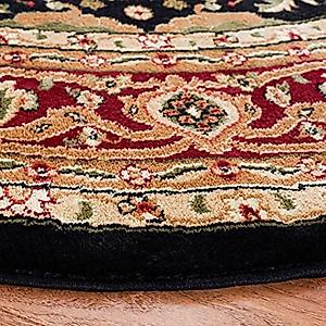 SAFAVIEH Lyndhurst Collection 6' Round Black / Red LNH330Y Traditional Oriental Non-Shedding Entryway Foyer Living Room Bedroom Kitchen Area Rug