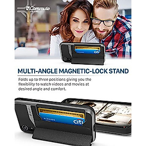 VENA iPhone XR Wallet Case, vCommute (Military Grade Drop Protection) Flip Leather Cover Card Slot Holder with Kickstand, Designed for Apple iPhone XR - Space Gray