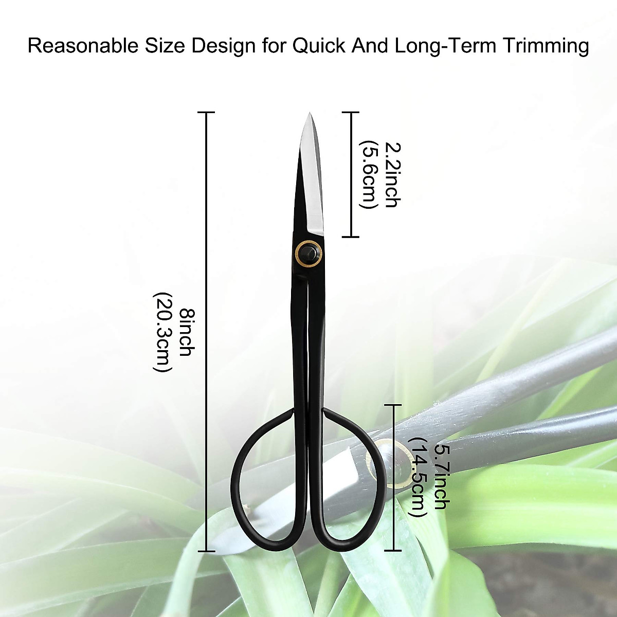 Qnbes Satsuki Bonsai Scissors 205mm, Professional Japanese Bonsai Garden Tools, Gardening Pruning Shears for Bonsai Trimming and Arranging Flowers