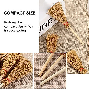 COHEALI Mini Broomsticks Cinnamon Broomstick 24pcs Practical Small Broom Natural Palm Mini Broom Decorations with Red Rope Household Broom Decoration Miniatures for Crafts Mini Witches Broomsticks