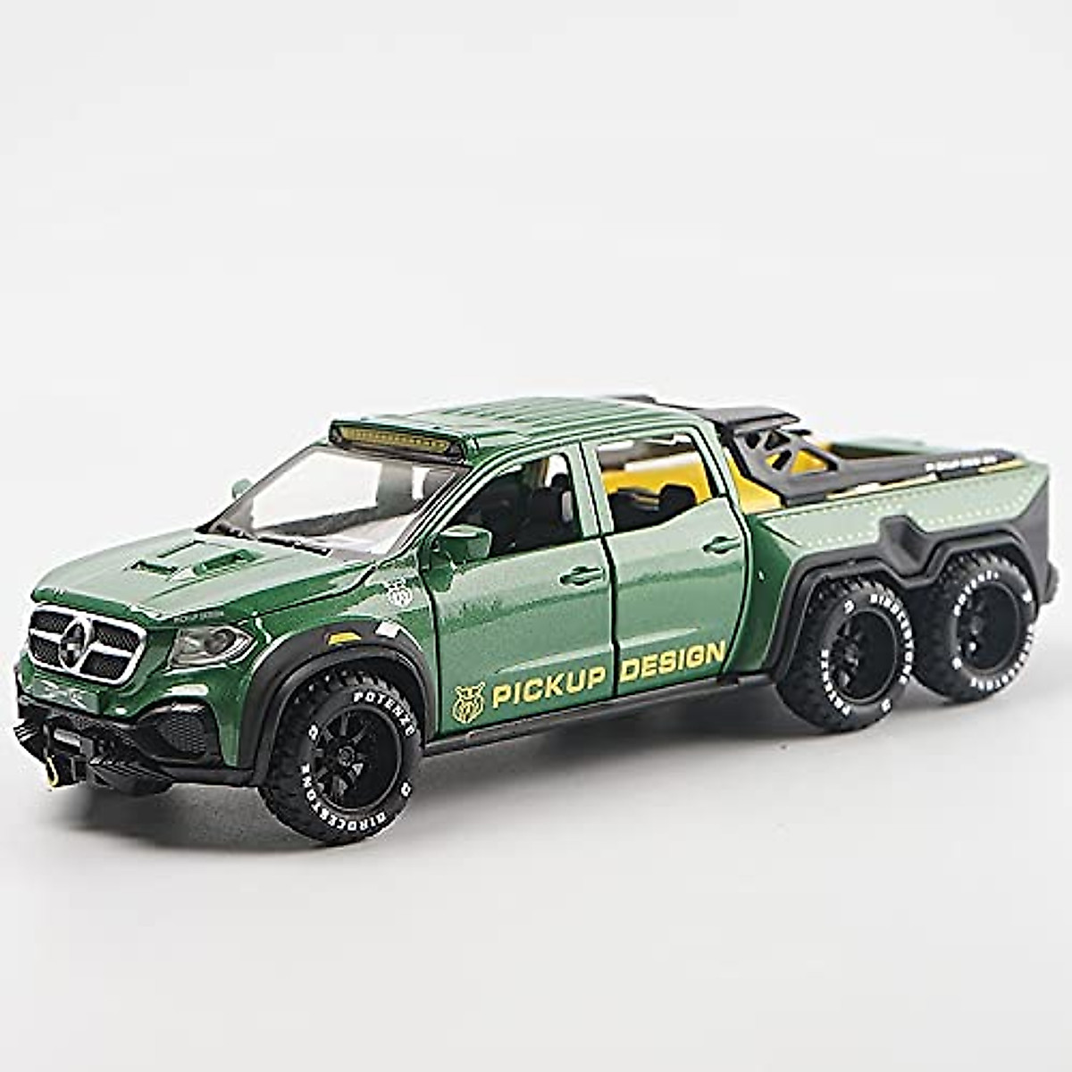 Simulation Alloy Car Modle Pickup 1/28 Metal Toy Car Sound Light Pull Back Model Toys for Boys Light Toys (Black)