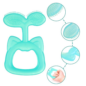 BumbleBee Baby Teething Toys Silicone Teethers with Bristles for Cleaning Babies’ Teeth and Gums, Helpful to Teething Pain, Jelly Blue and Green