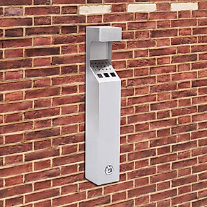 AIWFL Wall Mounted Trash Can Large Capacity Garbage Can Stainless Steel Ash Bin Outdoor Rainproof Trash Container 3.15x19.2 inch (Square, Silver)