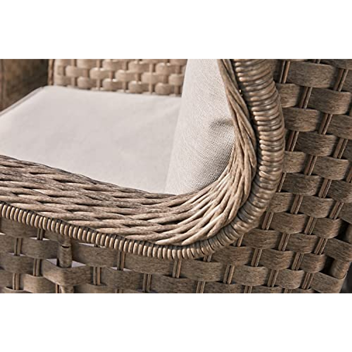 Signature Design by Ashley Clear Ridge Outdoor Handwoven Wicker Cushioned Lounge Chair 2 Count, Light Brown