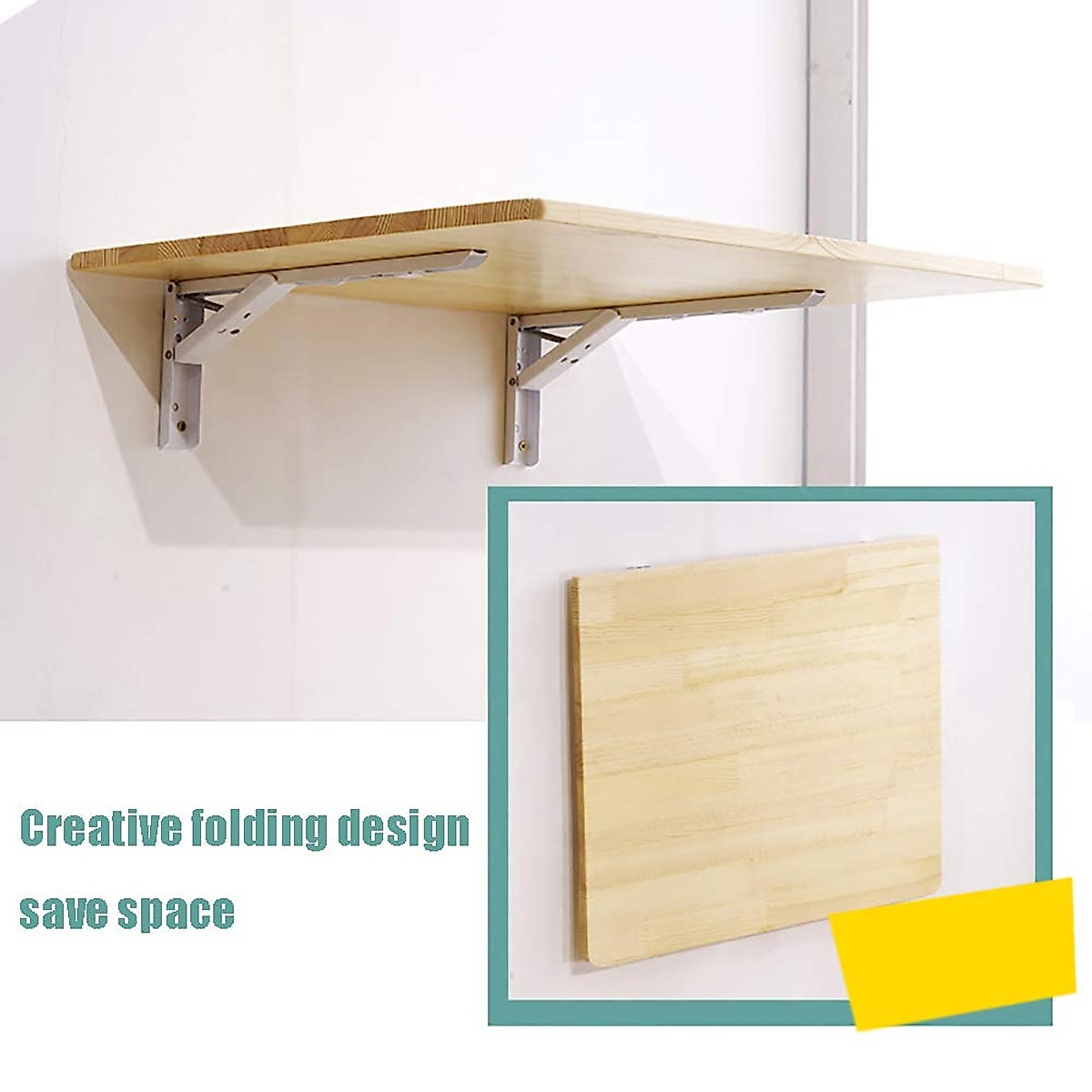 YNAYG Folding Wall-Mounted Table Wall-Mounted Folding Table Multi-Function Wall Mount Laptop Desk Writing Desk Home Office Computer Desk,Solid Wood,Paint Free,Size Optional