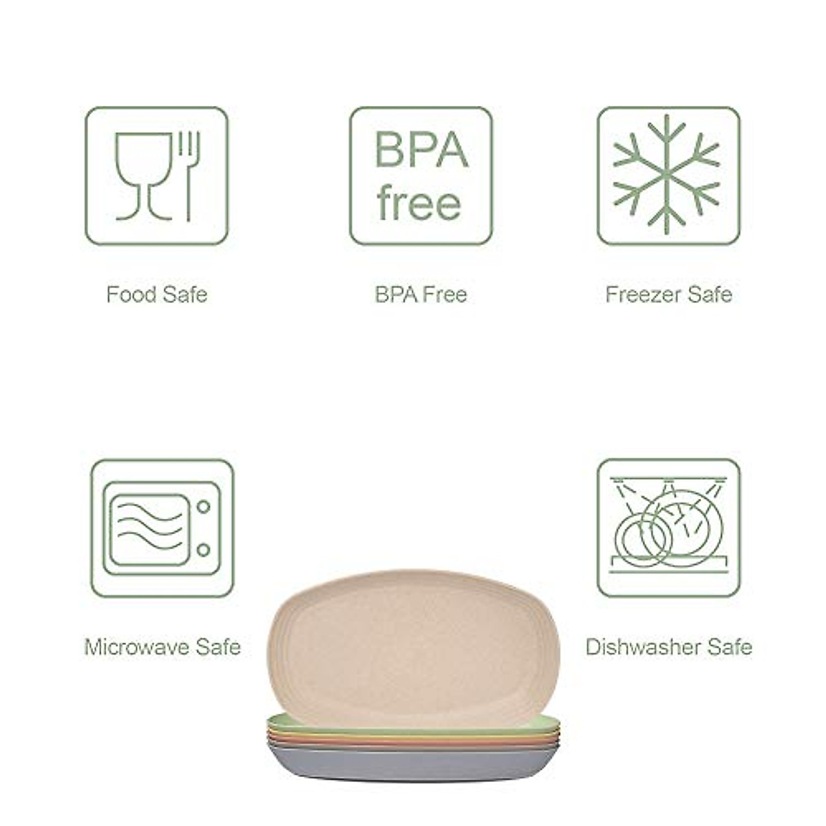 Hobein 6 Pack 11 inch Wheat Straw Dinner Plates - Dishwasher & Microwave Safe Lunch Plates Reusable Eco-friendly Lightweight Unbreakable Dirt-resistant Easy Clean