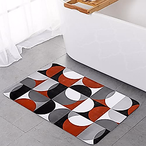 Middle Ages Kitchen Mats and Rugs, Anti-Slip Kitchen Floor Mats, Water Absorbent Comfort Memory Foam Standing Mats for Office, Sink, Laundry, Kitchen Grey Red Black Abstract Geometric Texture