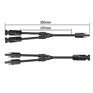 YACSEJAO Solar Panel Y Branch Parallel Cable 30A Waterproof Solar 2 to 1 Adapter Cable Wire Male Female Connector 1 Pair for Parallel Connection