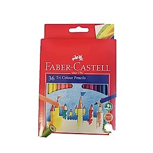 Faber-Castell 36 Colors Tri/Triangular Easy Grip Colored Pencils Pre-sharpened for Kids and Adult Coloring Book,Ideal for Christmas Gifts (Pack of 36)
