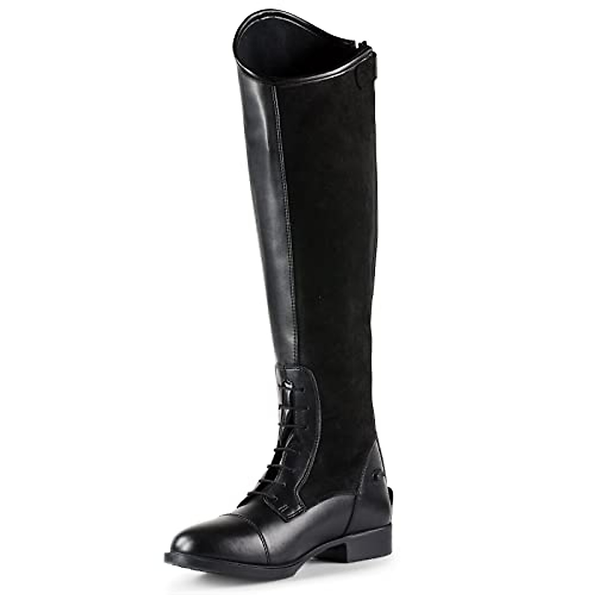 HORZE Women’s Rover Tall, Synthetic Leather, All-Weather, Water-Resistant, Comfortable Classic British Horse Riding Field Boots with Laces and Rear Zipper - Black 7.5 Medium