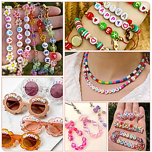 600pcs Letter Beads for Bracelets kit，Alphabet Beads for Jewelry Making Bracelets Necklaces Key Chains 4X7mm (C, White)