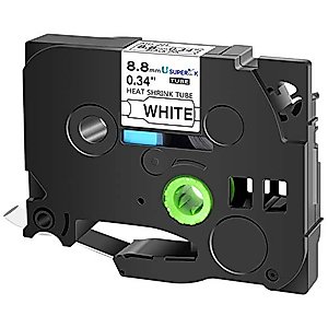 SuperInk 1 Pack Compatible for Brother HSe-221 HSe221 HS-221 HS221 Black on White Heat Shrink Tube Label Tape use in PT-D210 PT-D400 PT-E300 PT-E500 PT-P750WVP Printer (0.34''x 4.92ft, 8.8mm x 1.5m)