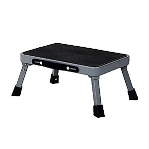 Topfun Step Stool, Non-Slip Large Platform Safe Load--ANSI-ASC A14.11-2018 American National Standard, Sturdy Steel 1-StepFolding Stools for Kids Adults Seniors at Indoor Outdoor( Grey, 7inch Height)