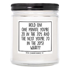 YouNique Designs 70th Birthday Candles for Home Scented Candle 9oz - 70 Year Old Birthday Gifts for Women, 70th Birthday Gifts for Men, 70 Year Old Woman - 70 Birthday Candles (Lavender & Vanilla)