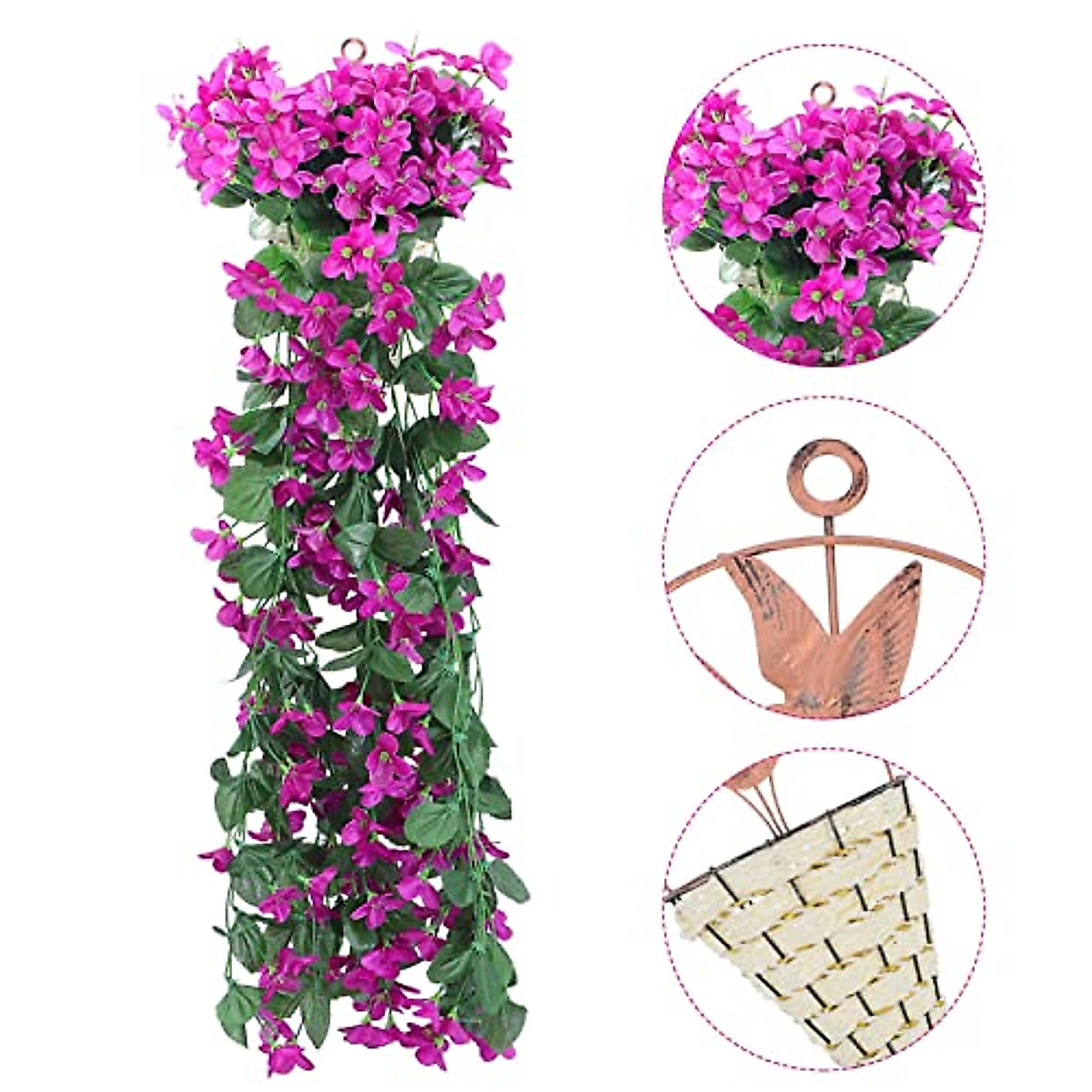 Yardwe 2 Sets Decor Ivy with Flowers Garden Sticker and Premium Floral Purple Vine: Balcony Home Plant Office Wisteria Decoration Violet Ceiling Vivid Basket Wedding Delicate Wall
