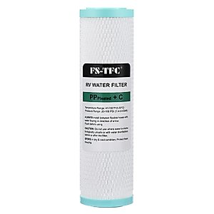 FS-TFC Pleated and CTO Carbon Composite Water Filter 0.2 Micron 10"x2.5" Replacement Cartridge Universal Whole House