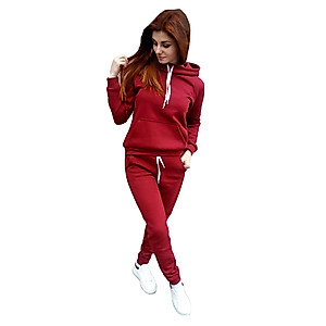 Outfit Sets For Women Dressy Halloween Loose Tracksuit Female Cotton Comfy Gym Sweatpants Sweater Pant Sweatsuit Set For Women Tall Lounge Set 01 Red, XL