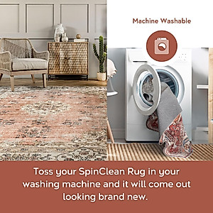 nuLOOM 2' x 12' SpinClean Machine Washable Stain-Resistant Area Rug with Non Slip Backing, Low Profile for Living Room, Bedroom, and Dining Room, Ren Peach