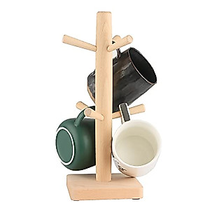 Bamboo Coffee Mug Holder Coffee Tea Cup Organizer Hanger Holder,Coffee Cup Holders Bamboo Mug Rack Tea Cup Accessory Kitchen Organizer (Single Cup Holder)