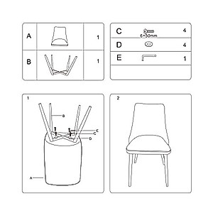 CangLong Upholstered High Back Metal Kitchen, Dining, Living, Guest, Bed Room Side Chair, Set of 2, Beige+Brown Legs
