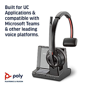 Plantronics - Savi 8210 Office - Wireless DECT Single-Ear (Monaural) Headset - Connects to Deskphone, PC and/or Mac - Works with Teams, Zoom & more - Noise Canceling