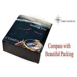 Be Strong and Courageous (Joshua 1:9) Brass Compass with wooden Box-Engraved Scripture Prayer Compass Religious Gift for Men & Women - Baptism, Confirmation, Communion Compass for Boys Graduation Gift