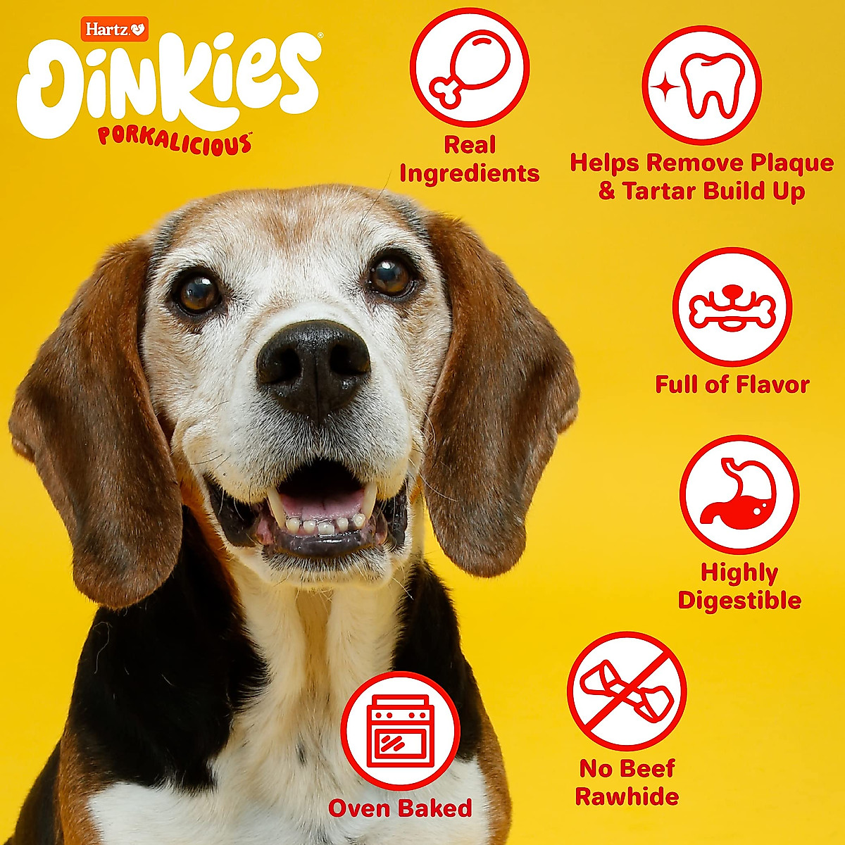 Hartz Oinkies Porkalicious Smoked Pig Skin Twists Dog Treats, 40 Count