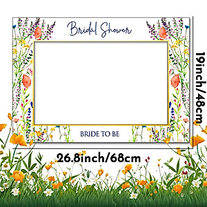 JeVenis Wildflower Bridal Shower Photo Booth Props Bride to Be Photo Booth Frame Floral Bridal Shower Party Supplies Hen Party Bachelorette Party Supplies
