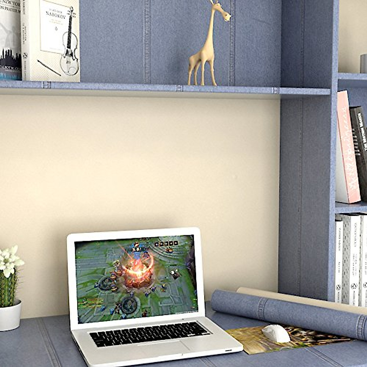 Yifely Blue Denim Pattern Self-Adhesive PVC Shelf Drawer Liner Home Decor 17x118 Inch Christmas