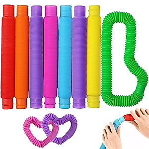 Vanblue Large 8 Pcs Pop Tubes Sensory Toys Fidget Tubes Toys Party Favors Valentines Day Gifts for Kids with Autism Classroom Prizes Gifts Anxiety Stress Relief Toys for Kids Adults