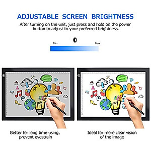 Black A4 Dimmable LED Artcraft Light Box Tracer Slim Light Pad Portable Tablet, USB Power Cable Copy Drawing Board Tracing Table for Artists Designing, Animation, Sketching, Stenciling X-ray Viewing