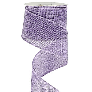 HUIHUANG Light Purple Wired Lavender Burlap Ribbon - 2.5 inch X 10 Yards Wire Edge Jute Ribbon for Easter Wreaths, Big Bows, Crafts, Swags, Tree Decoration