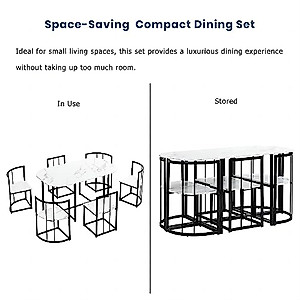 Xshelley Dining Table Set for 6, 7-Piece Dining Table Chairs Set with 1 Table 6 Chairs, Wooden Table Chairs Set for Kitchen Living Room (Black)