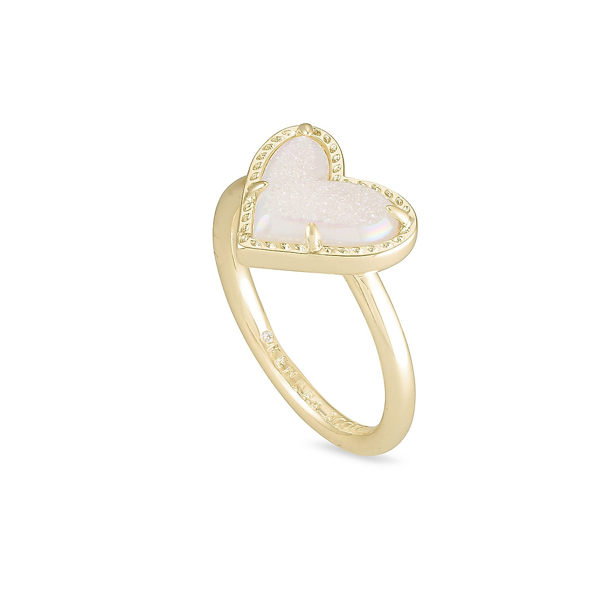 Kendra Scott Ari Heart Band Ring in 14k Gold-Plated Brass, Iridescent Drusy, Fashion Jewelry for Women, Size 10