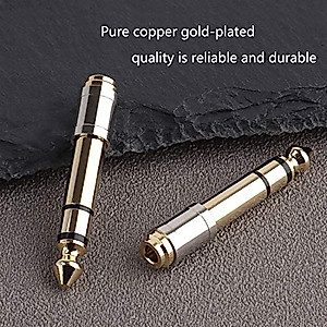 PASOW 1/4'' Male to 1/8'' Female Stereo Headphone Adapter 6.35mm to 3.5mm Audio Adapter Pure Copper for Headphone, Amplifier, Guitar, 2 Pack