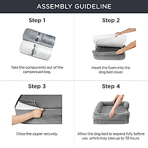 Bedsure Cat Beds for Indoor Cats - Washable Bolster Dog Sofa Beds for Extra Small Dogs, Supportive Foam Pet Couch Bed with Removable Washable Cover, Waterproof Lining and Nonskid Bottom, Grey