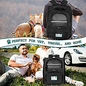 PetAmi Deluxe Pet Carrier Backpack for Small Cats and Dogs, Puppies | Ventilated Design, Two-Sided Entry, Safety Features and Cushion Back Support | for Travel, Hiking, Outdoor Use (Black)