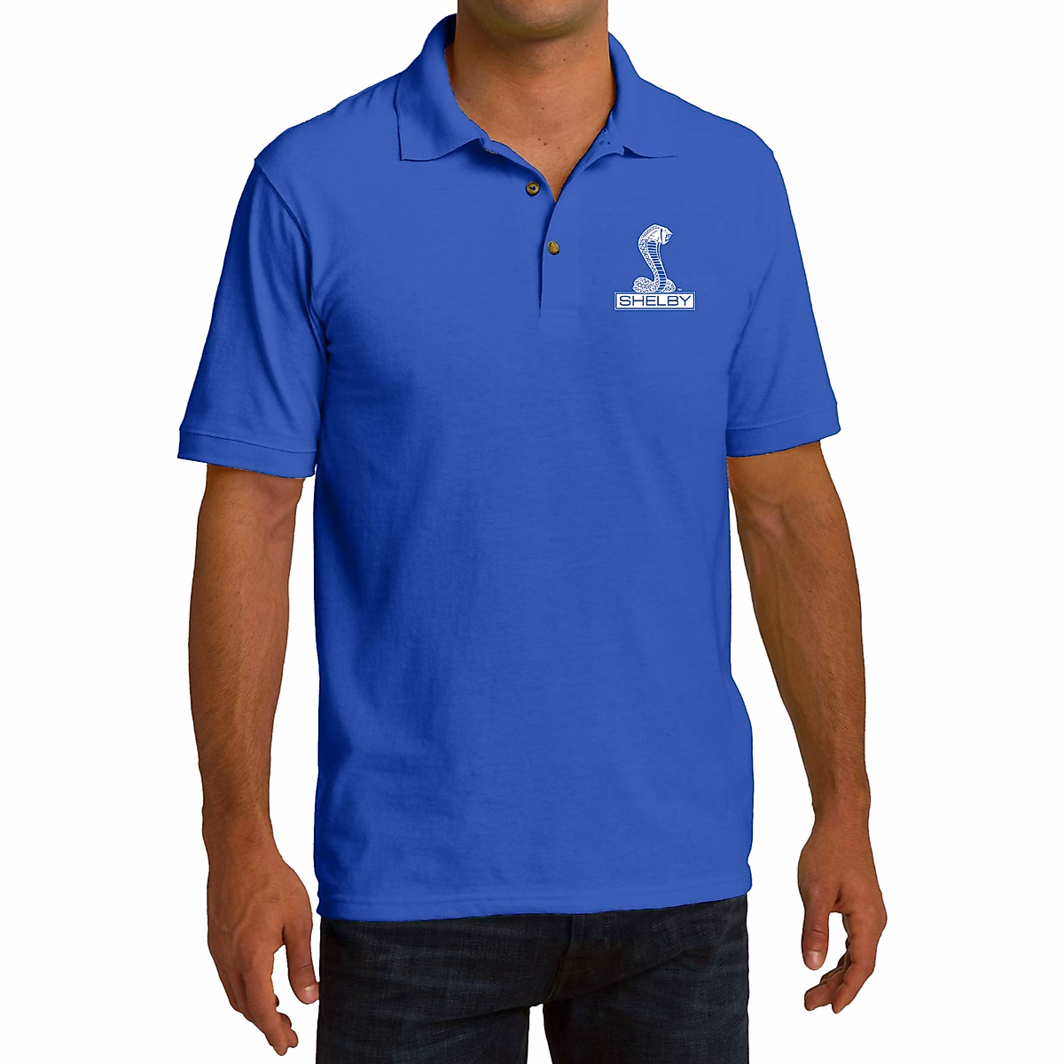 Ford Shelby Cobra Pocket Print Pique Polo, Royal XL