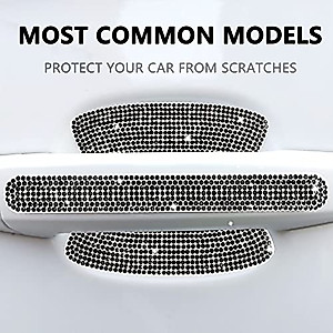 Fehlot New 8PCS Bling Car Door Handle Protector Rhinestone Universal Safety Scratch Resistant Sticker Bling Car Handle Cover Car Door Auto Sticker for Woman & Man(Black)