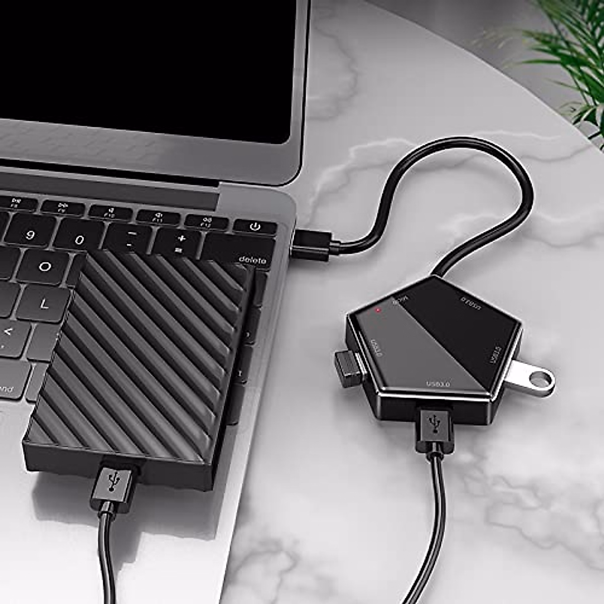 ZLDGYG SMDMM USB Hub，Four USB 3.0 Hub with Micro External Power Hole High Speed Four Port Splitter (Color : White)