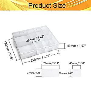 Juvielich Clear Plastic Organizer Box,14 Grids Storage Container Jewelry Box with Adjustable Dividers,for Beads Art DIY Crafts Jewelry Fishing Tackles 8.27"x6.69"x1.57"(LxWxH) 1PCS