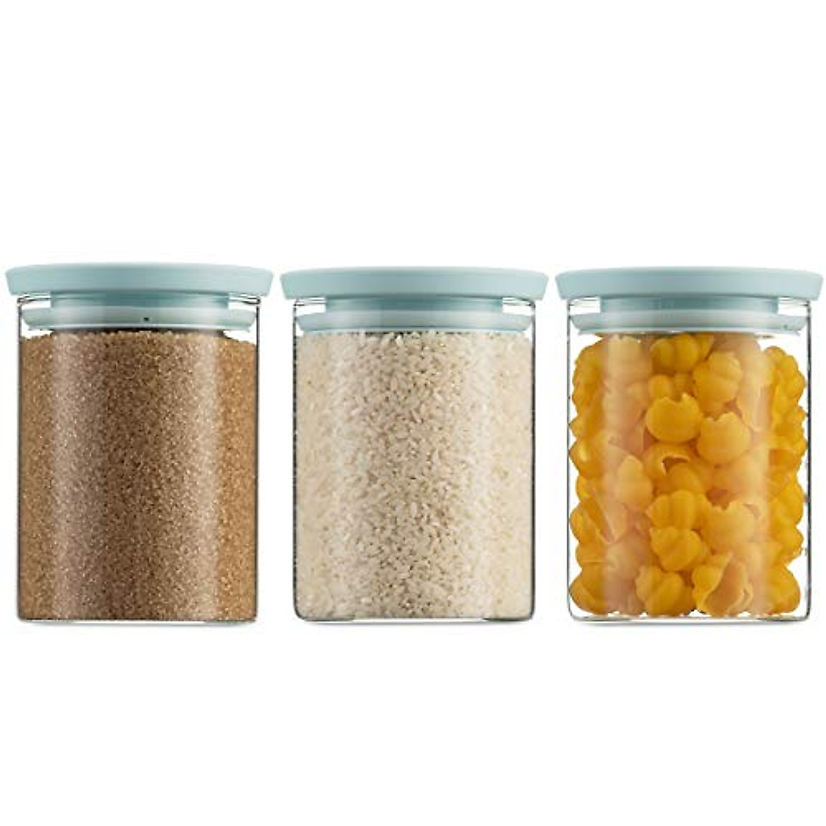 Godinger Food Storage Containers, Stackable Organization Canister Glass Jars - Medium, Set of 3