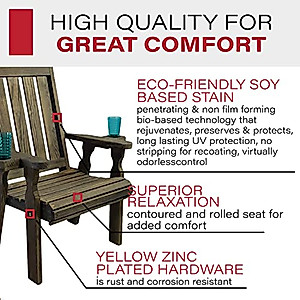 Amish Casual Heavy Duty 600 Lb High Back Mission Treated Patio Chair with Cupholders (Dark Walnut Stain)