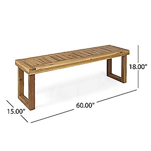 Christopher Knight Home Kemp Outdoor Acacia Wood Bench, Sandblast Natural Finish