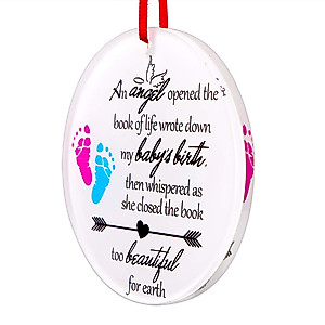 FaCraft Baby Christmas in Heaven Ornament,3" Memorial Ornaments for Loss of Loved One Kids,Footprint Baby's Angel Birth Christmas in Heaven,in Loving Memory of Baby Angel Ornament