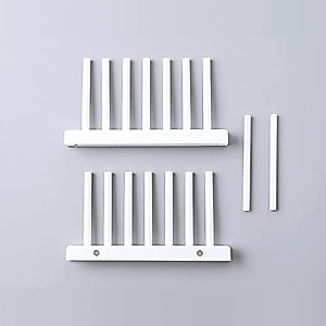 Halyuhn White Plate Organizer for Cabinet 4 Pack, Plstic Plate Rack Stand Keep Dry for Dish, Bowl, Bakeware, Serving Tray and More, Plate Holder for Cabinet Rack, Dish Organizer Rack for Cabinet