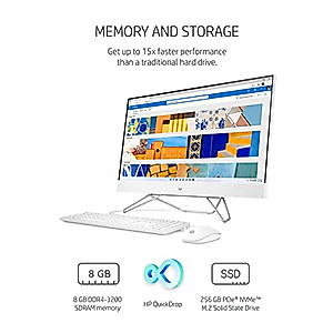P 27” All-in-One Desktop, AMD Ryzen 3 5300U, 8 GB RAM, 256 GB SSD, Full HD IPS Micro-Edge Display, Windows 11 Home, 4 USB Ports, Pop-up Privacy Camera, Dual Mics, Keyboard and Mouse (27-cb0030, 2021)