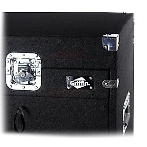 Griffin Ultimate Rackmount Studio Mixer Flight Road Case 25U Mount Space Pro-Audio Amp Cabinet Travel Trunk For Music Gear Recording Equipment | Portable DJ Sound Booth Rack Stand Carpet PA Cart