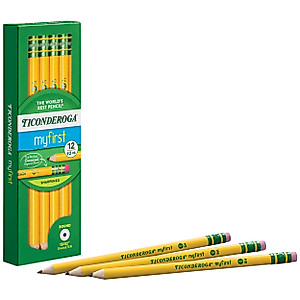 TICONDEROGA My First Pencils, Wood-Cased Soft, Pre-Sharpened, 12 Count (X33312)